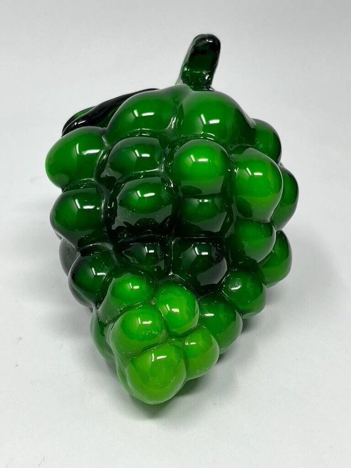Hand Blown Molded Glass Grape Cluster Green 6" Art Crafted Table Decor ...