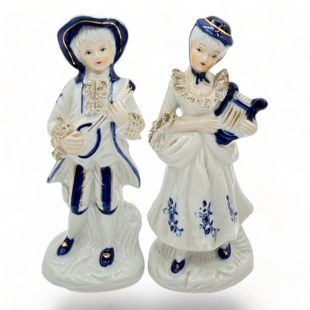 Porcelain Figures Pair Rococo Boy and Girl With Music Instruments - Etsy