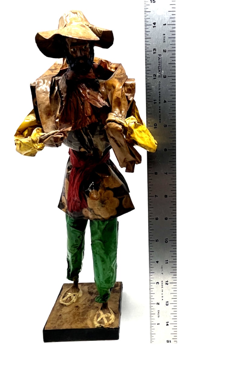 Color Full Folk Art Paper Mache Man Carrying Bag With Pottery - Etsy