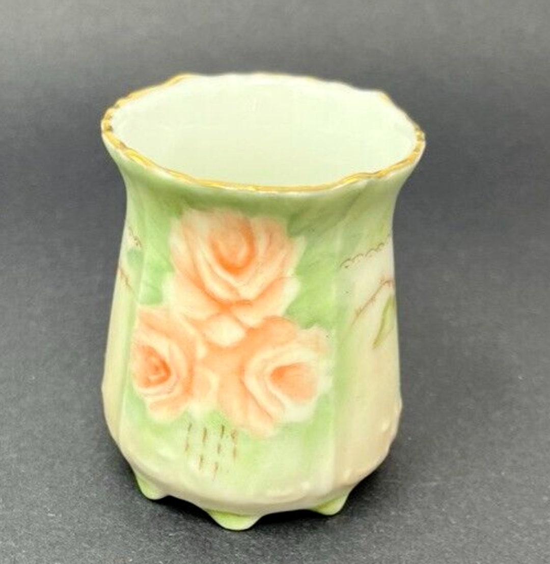 Vintage Porcelain Toothpick Holder With Rose Flowers Hand Painted ...