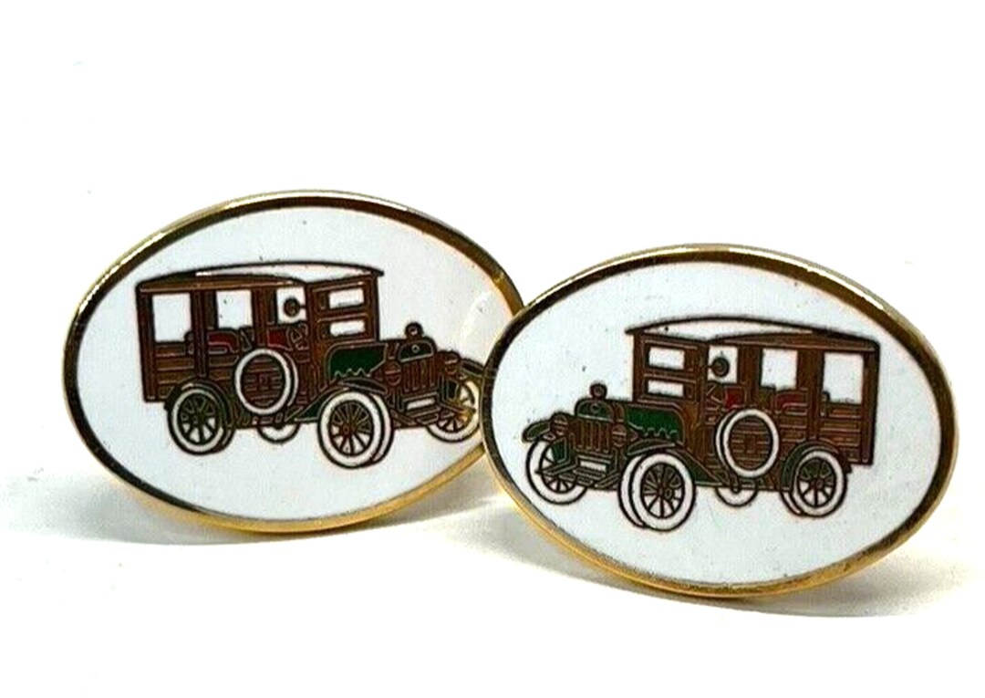Vintage Antique Car Cufflinks Enamel Gold Model T Auto Avon - Etsy