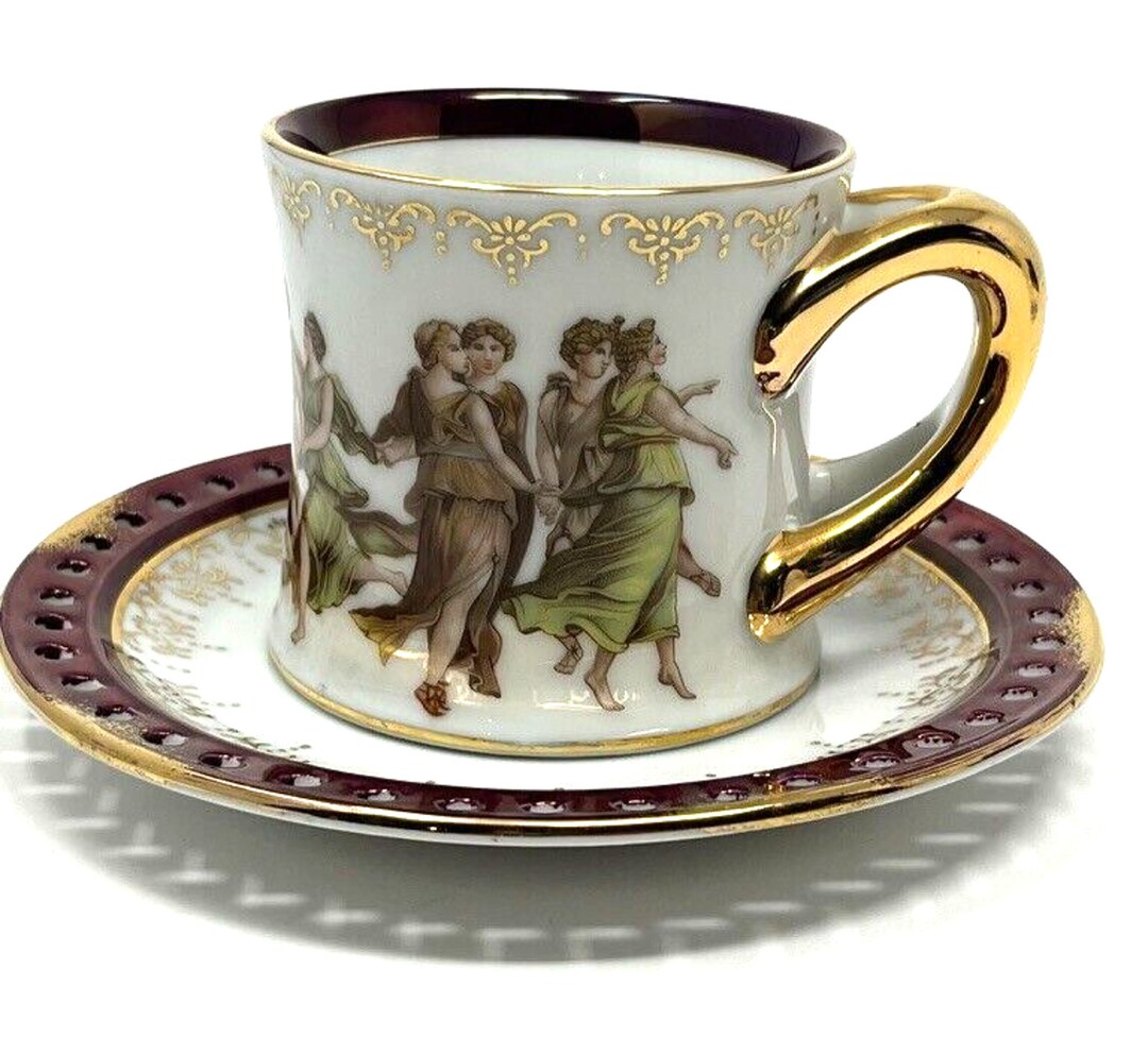 Roman Gods Goddess Dancing Porcelain Gold Gilt Cup With Saucer Mug ...
