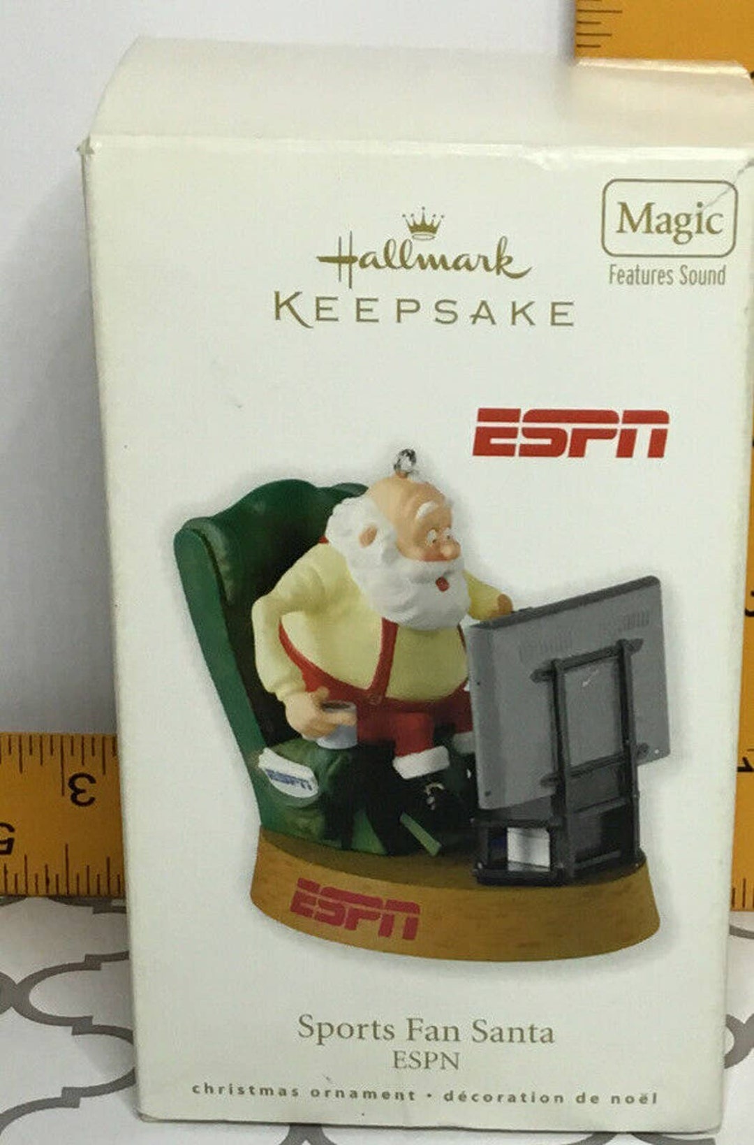 2010 Sports Fan Santa ESPN Sports Center Hallmark Magic Ornament Sound ...