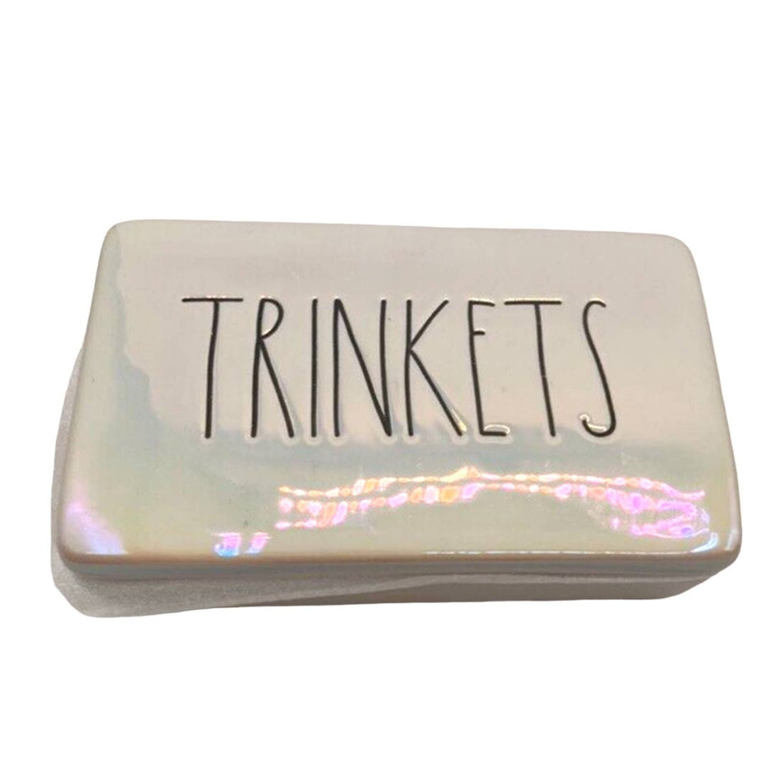 Rae Dunn Trinkets Iridescent & Black Dual Compartment Ceramic Trinket ...