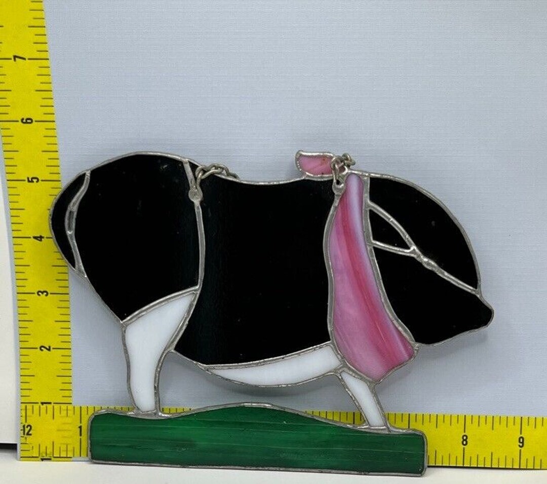 Lead Glass 8"x 5" Black White Pig Figurine Sun Catcher Ornament - Etsy