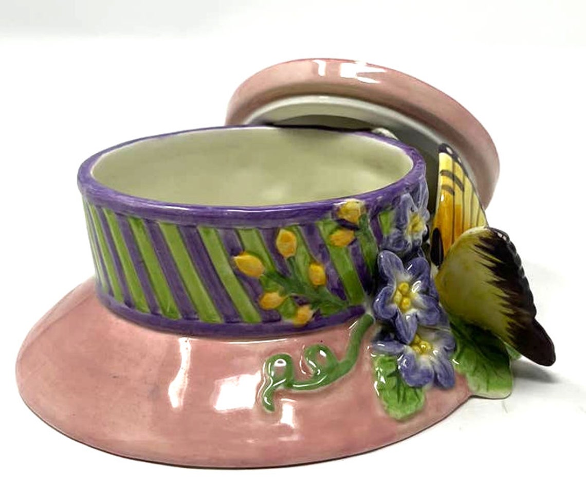 Fitz and Floyd Butterfly Pink Purple Trinket Box With Lid - Etsy