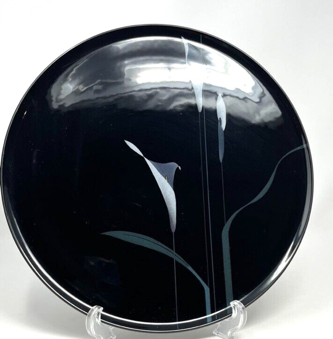 Vtg Mikasa Opus Black FX005 Japan Calla Lilly Cake Plate Serving ...