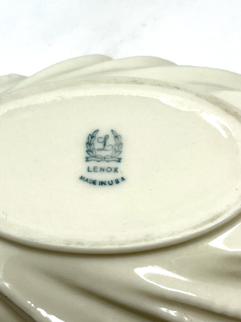 Vintage Lenox Ivory Acanthus Leaf Shell Nut Candy Dish Gold Lenox Mark ...