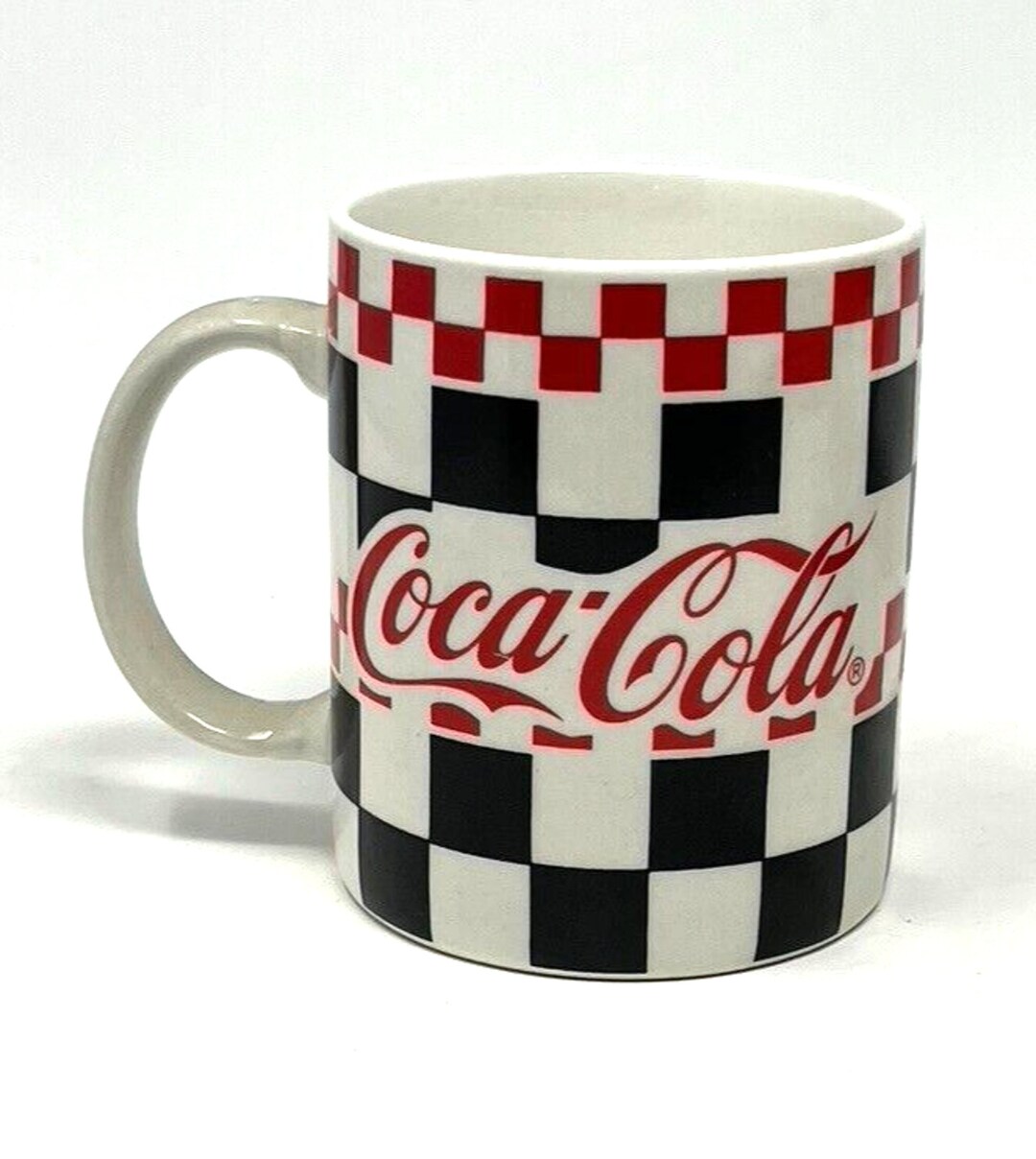 Coca-cola Collectible Coffee Mug Cup Gibson Checker Board 1996 Black ...