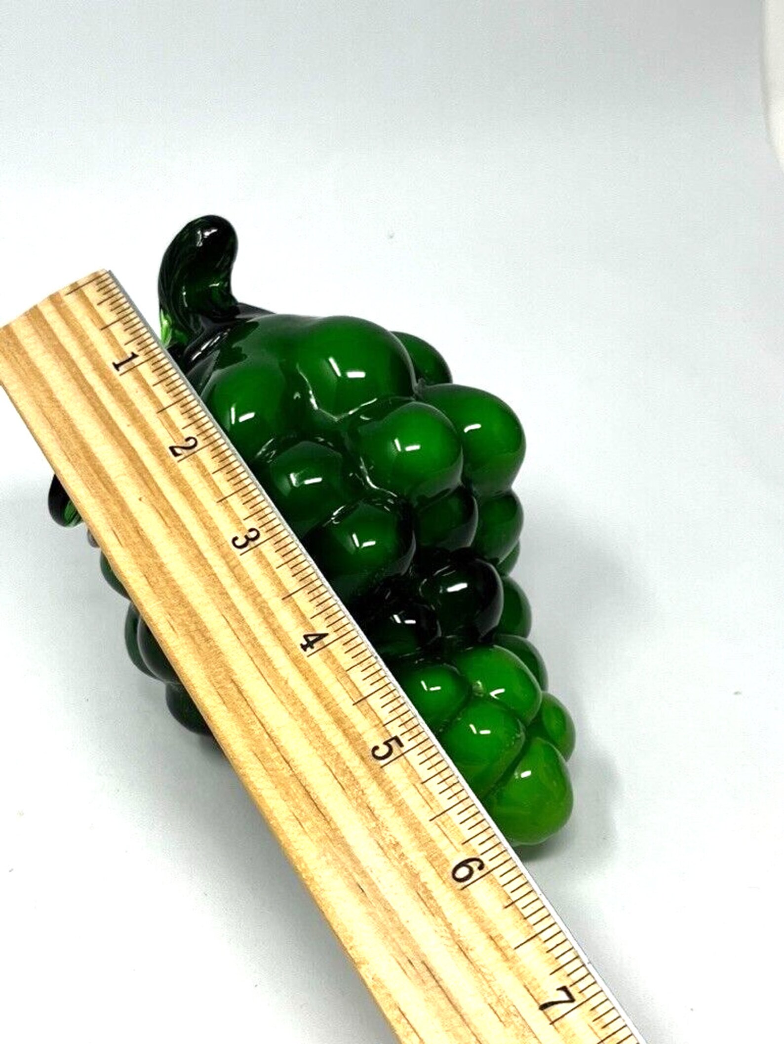 Hand Blown Molded Glass Grape Cluster Green 6" Art Crafted Table Decor ...