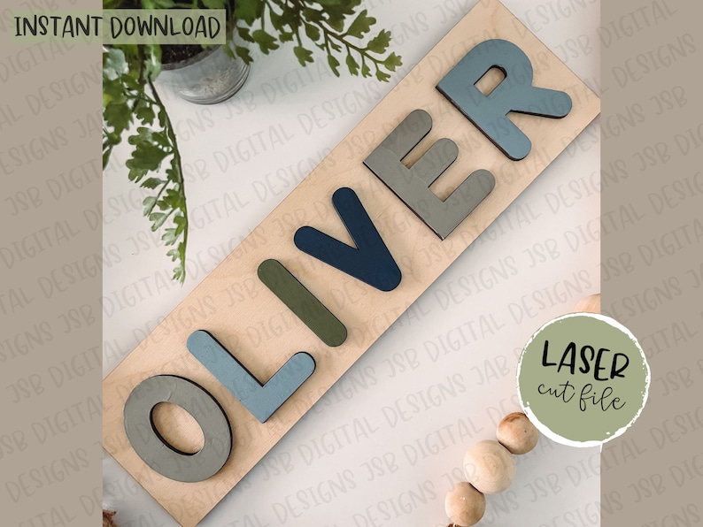 Name Puzzle SVG File | Laser Cut Glowforge Pattern (digital Download ...