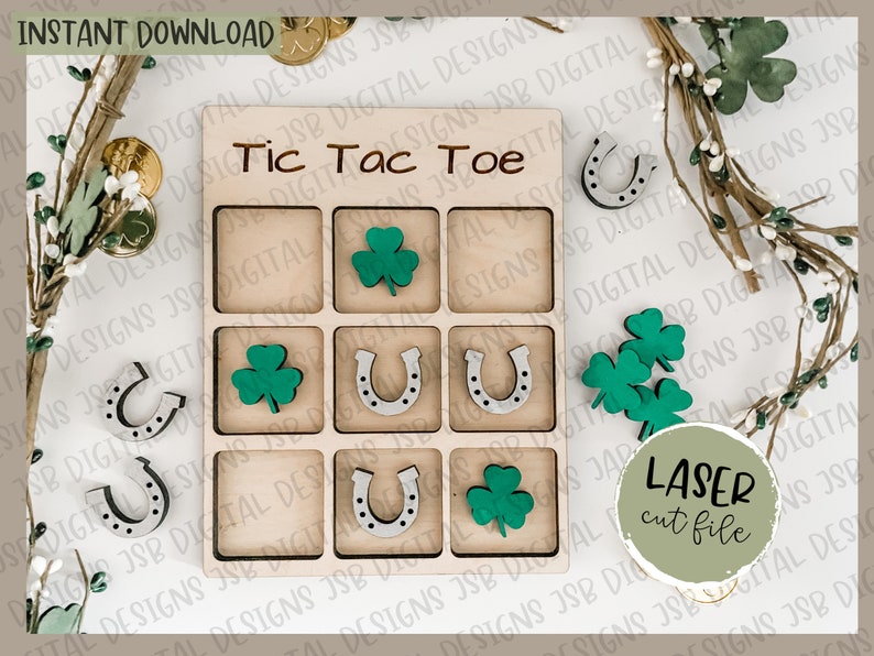 St Patrick's Day Tic Tac Toe SVG Laser Cut File (digital Download) - Etsy
