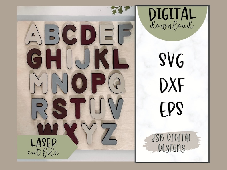 Alphabet Puzzle SVG | Glowforge Laser Cut File (digital Download) - Etsy