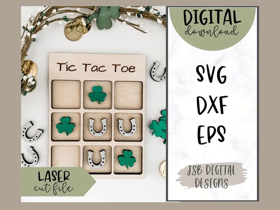 St Patrick's Day Tic Tac Toe SVG Glowforge SVG Cut File | Etsy