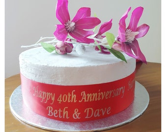 Personalised Cake Ribbon Any Text Any Colour Ribbon 1m Long Birthday ...