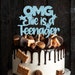 Personalised OMG Teenager Baby Blue Cake Topper Glitter Card Double ...