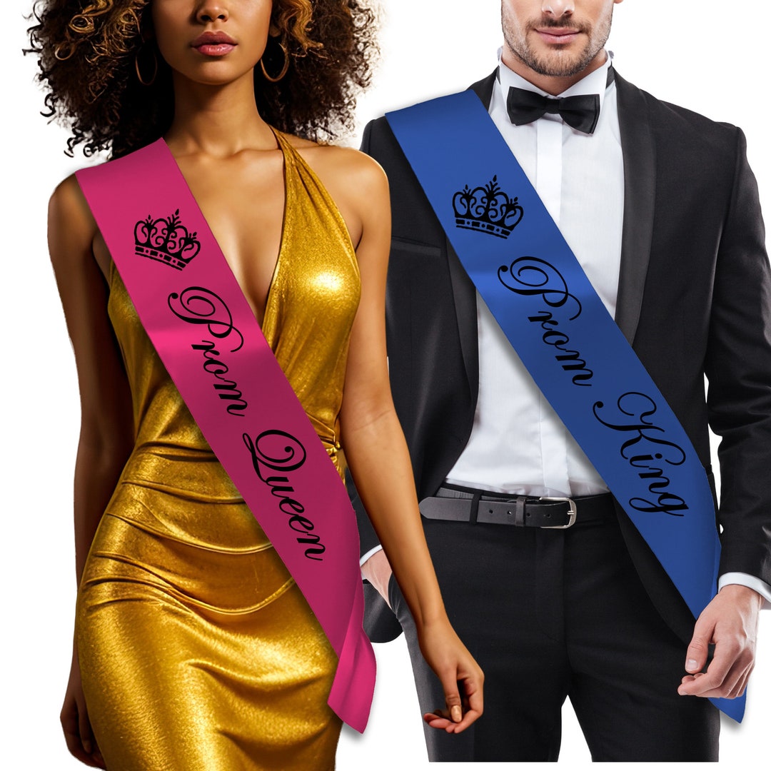 Prom King & Prom Queen Sashes Set - Pageant Sash Royal Blue Hot Pink ...
