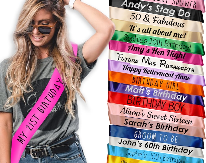 Personalised Hen Party Sash / Birthday Sashes / Hen Night Do Accessory ...