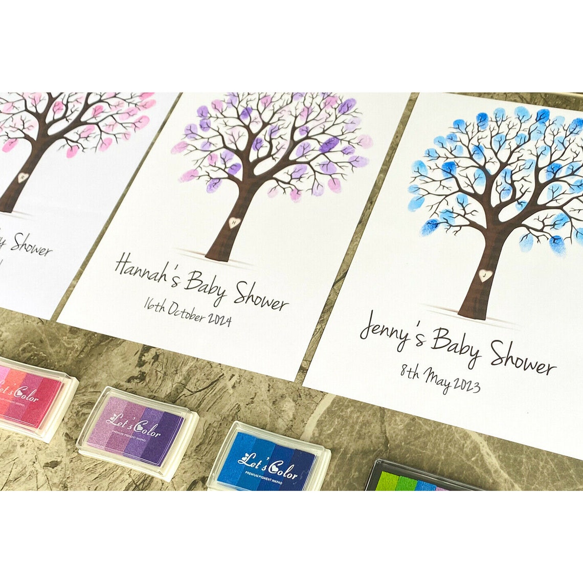 Personalised Baby Shower Print Finger Print Tree Framed | Etsy