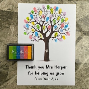 Personalised Thank You Teacher - Finger Print Tree - Framed - Includes ...