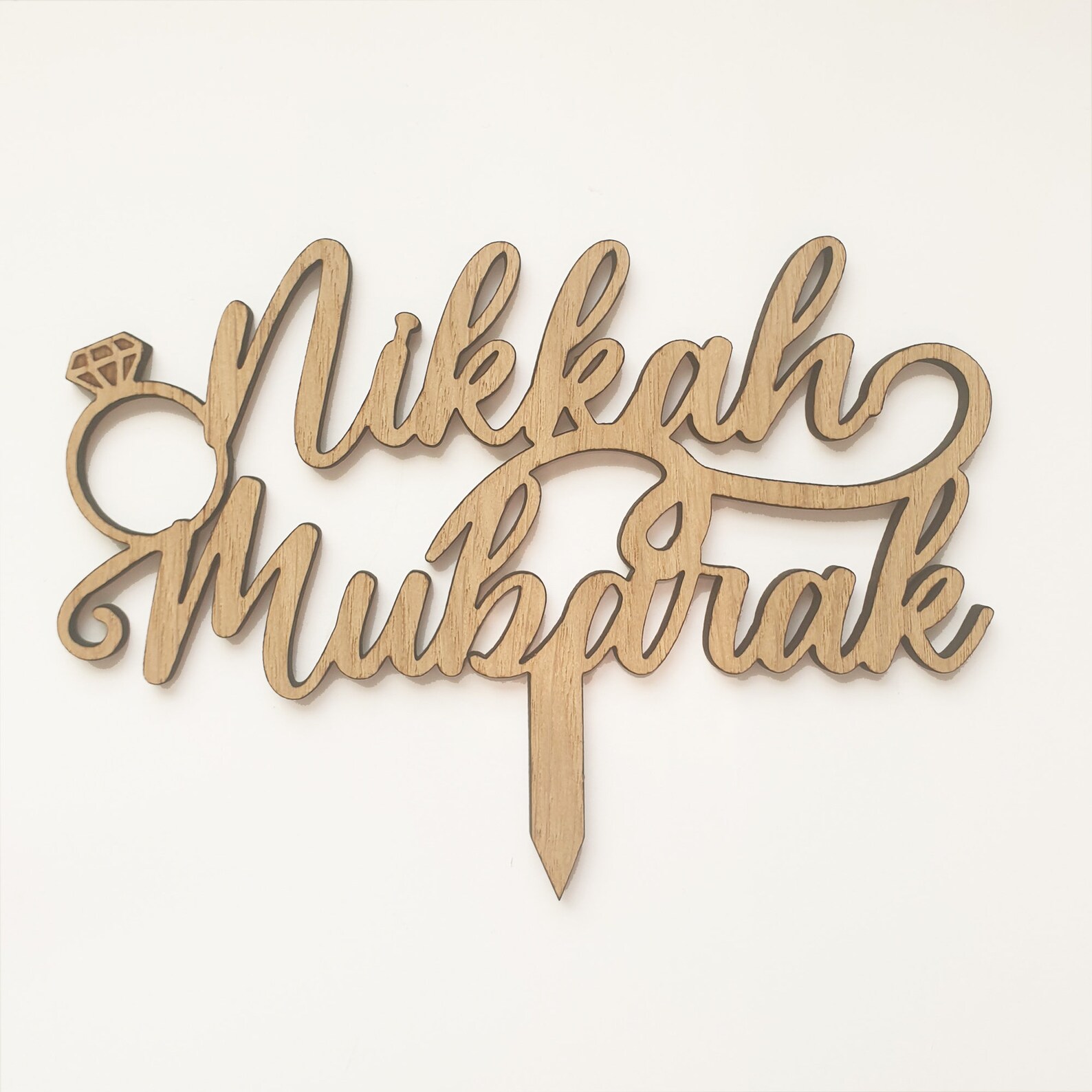Nikkah Mubarak Wooden Cake Topper - Sustainable Oak Wood - Rustic ...