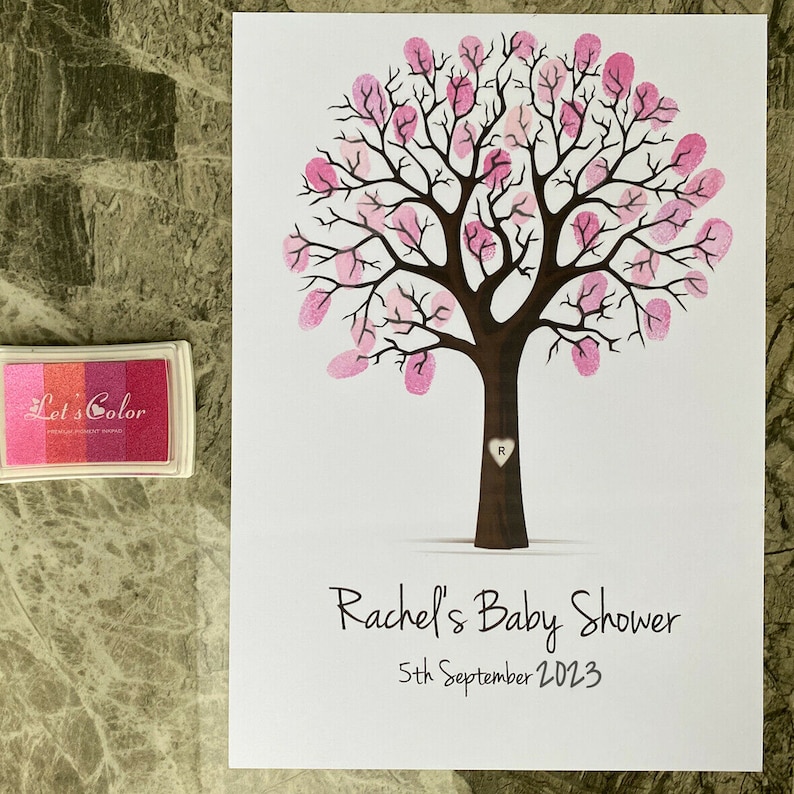 Personalised Baby Shower Print - Finger Print Tree - Framed - Includes ...