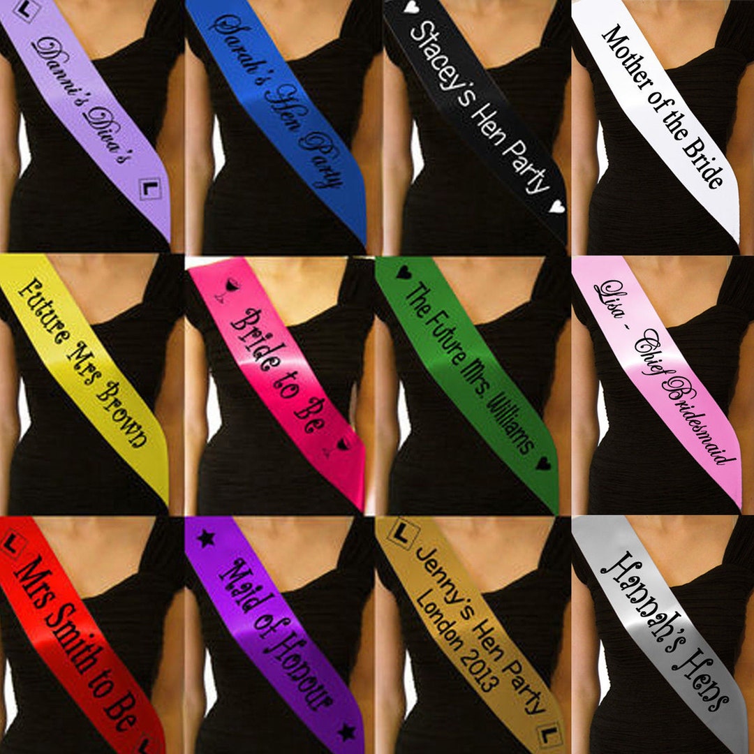 Personalised Sash - Birthday Sash, Hen Party Sash, Retirement Sash ...