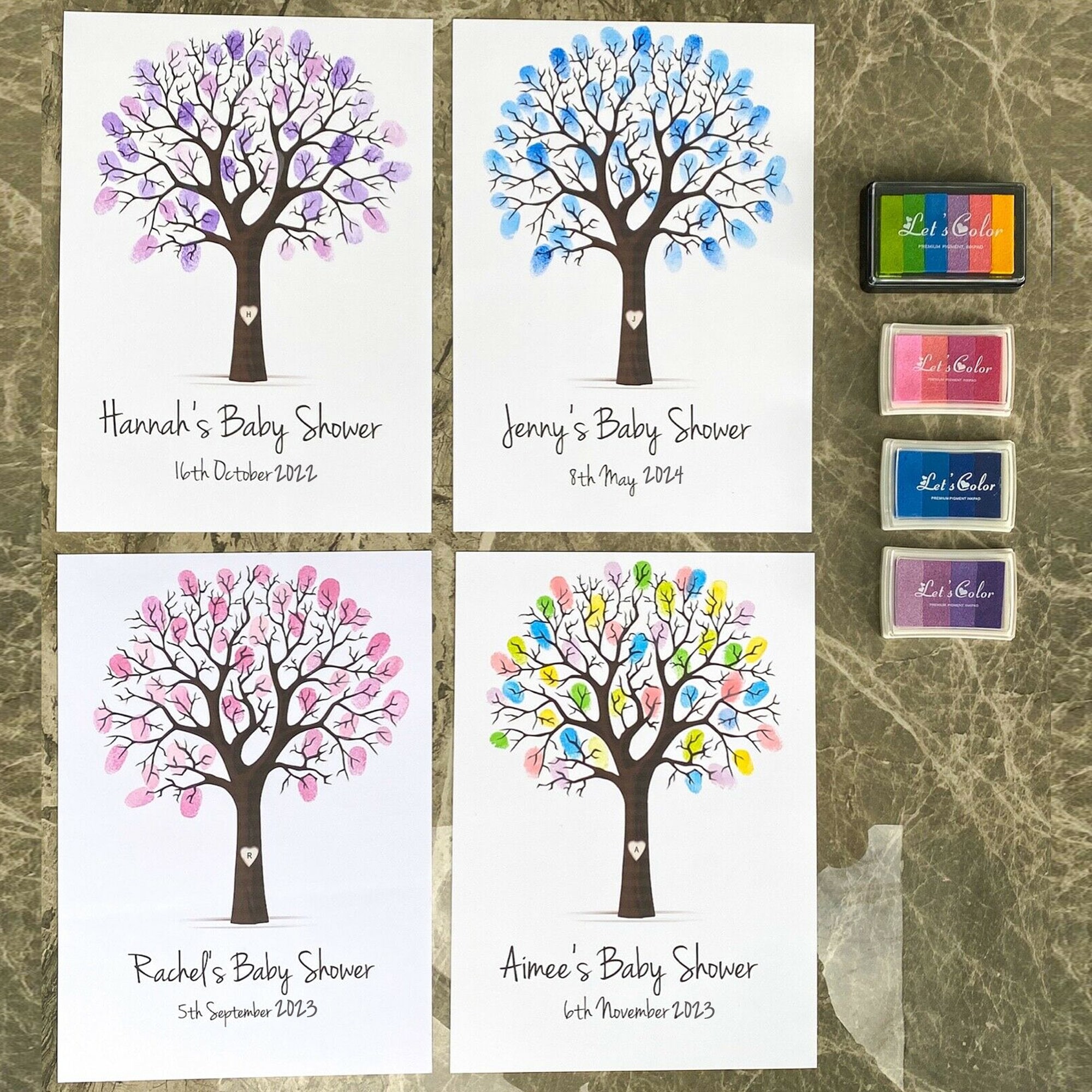 Personalised Baby Shower Print Finger Print Tree Framed - Etsy