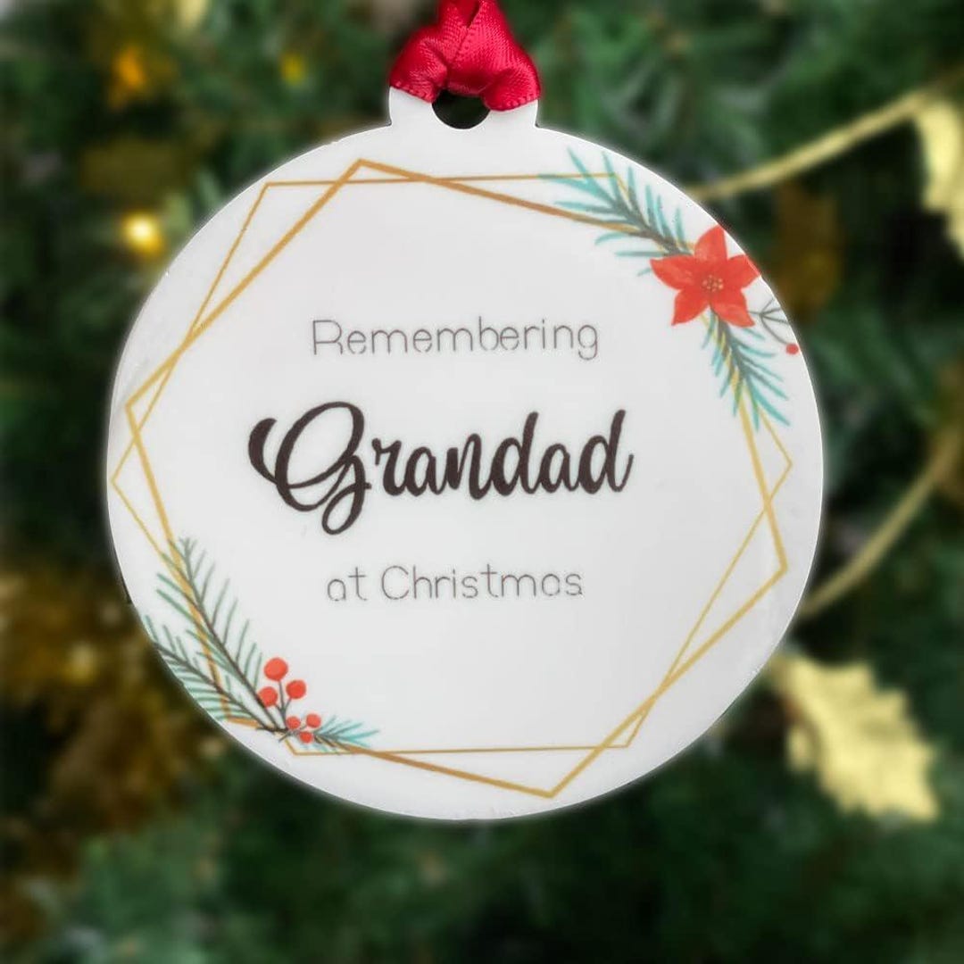 Remembering Grandad Tree Decoration Bauble | Photo Bauble | Acrylic ...