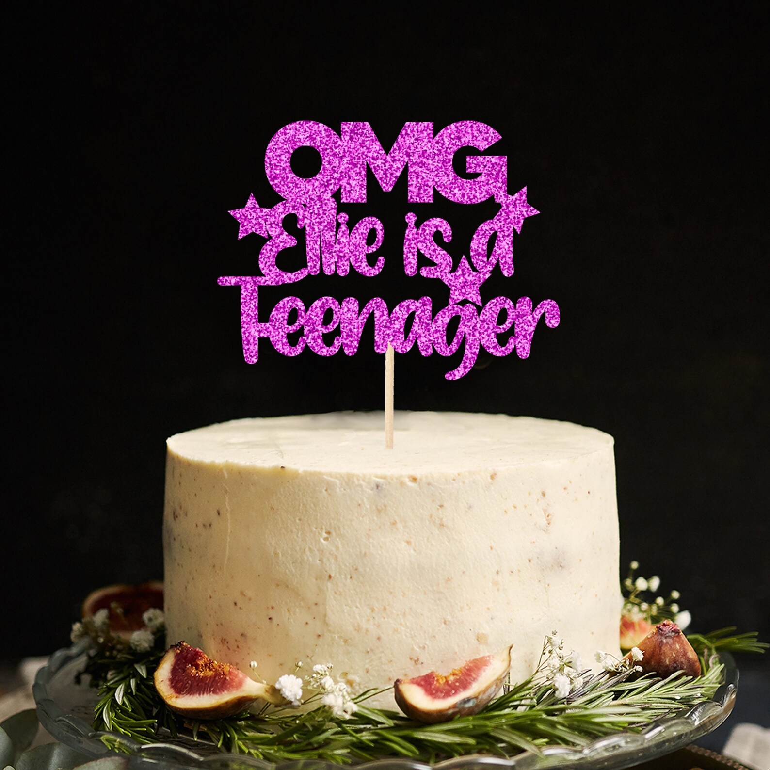 Personalised OMG Teenager Hot Pink Cake Topper Glitter Card Double ...