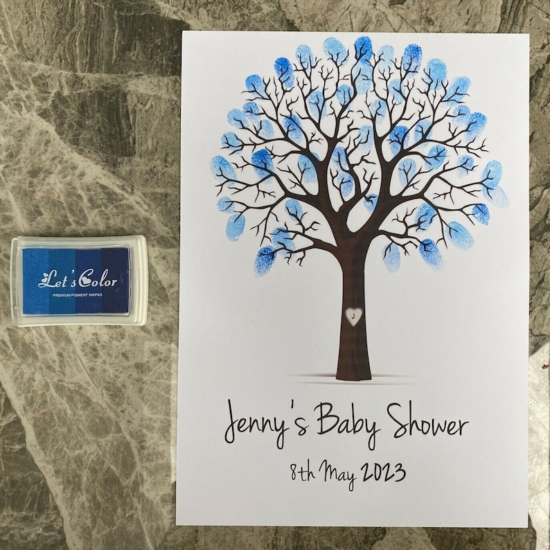 Personalised Baby Shower Print Finger Print Tree Framed | Etsy