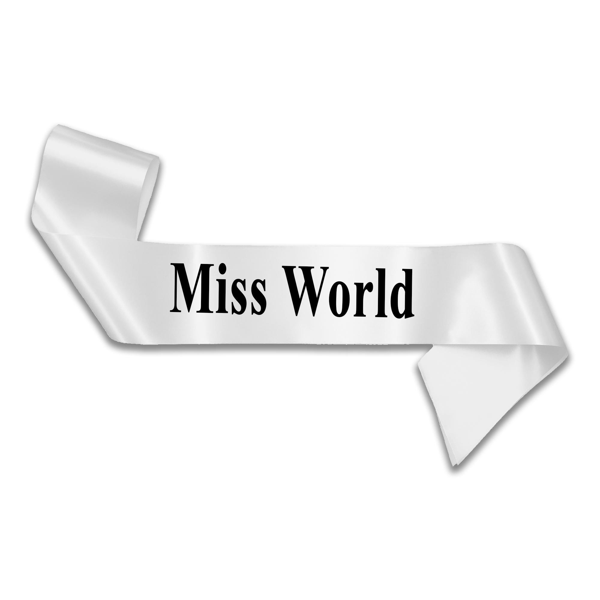 Miss World Sash - White Sash With Black Text - Halloween Sash - Etsy UK