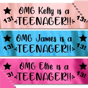 Personalised Teenager Birthday Sashes and Banners Pack - 13th Birthday ...