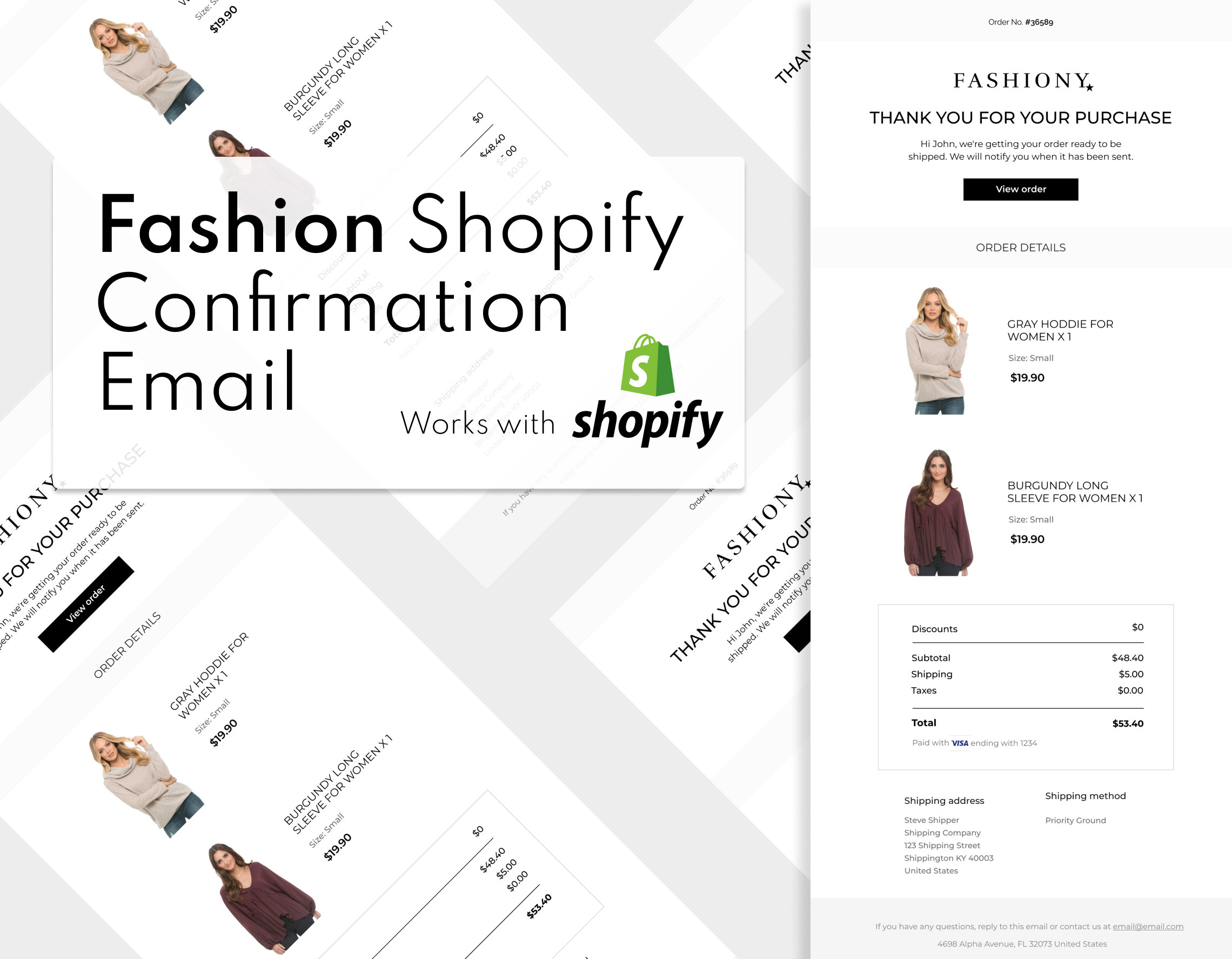 Shopify Order Confirmation Template, Shopify Fashion Email Template ...