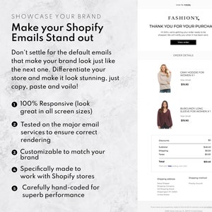 Shopify Order Confirmation Template, Shopify Fashion Email Template ...