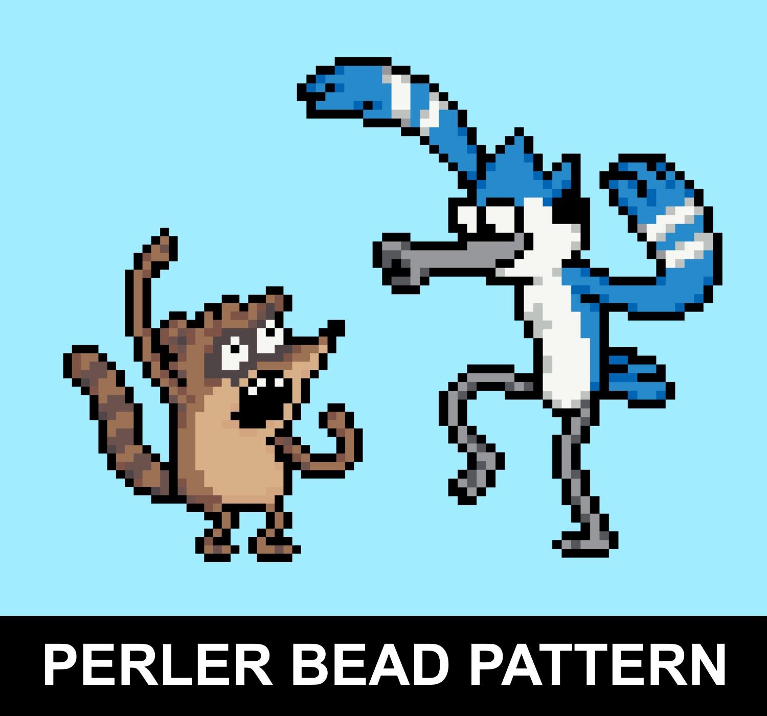 Screaming Mordecai and Rigby Perler Bead Pattern Pack - Etsy