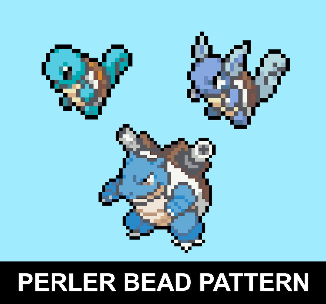 Squirtle, Wartortle, and Blastoise Perler Bead Pattern Pack - Etsy
