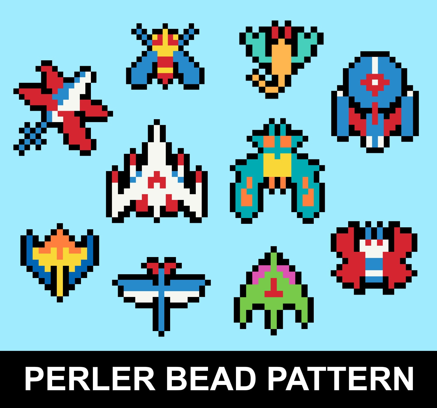 Galaga Perler Bead Pattern Pack - Etsy