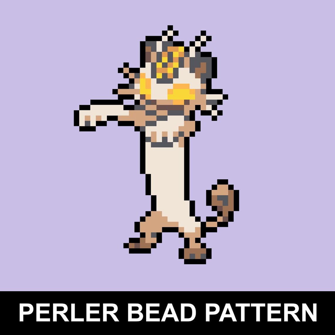 Gigantamax Meowth Perler Bead Pattern PDF | Pokemon Fuse Bead Pixel ...