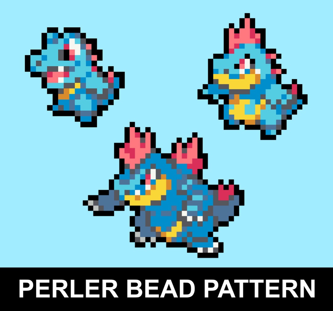 Totodile, Croconaw, and Feraligatr Perler Bead Pattern Pack - Etsy