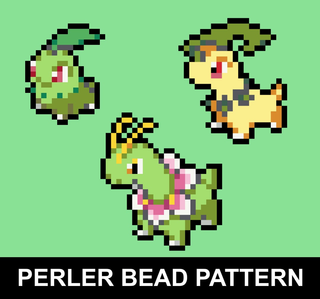 Chikorita, Bayleef, and Meganium Perler Bead Pattern Pack - Etsy