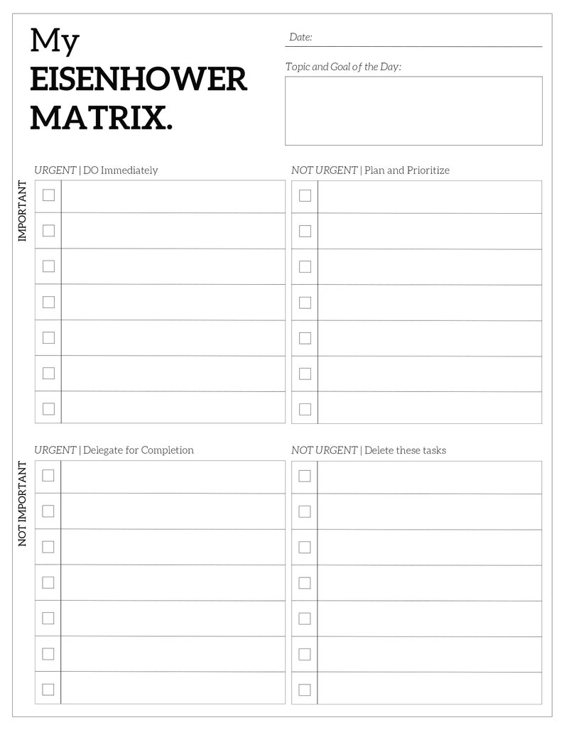 Eisenhower Matrix | Time Management | Time Organization | Memory ...