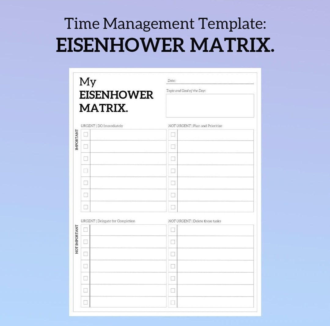 Eisenhower Matrix | Time Management | Time Organization | Memory ...