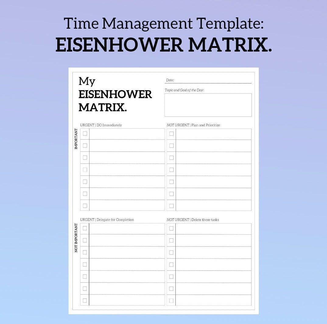 Eisenhower Matrix | Time Management | Time Organization | Memory ...