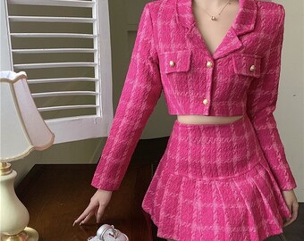 Pink Tweed Jacket Women - Etsy