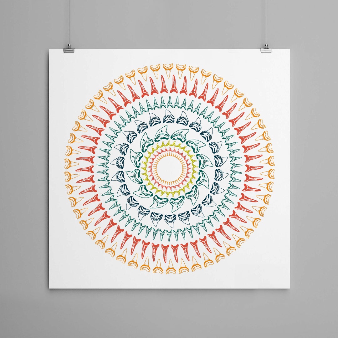 Shark Teeth Circle Mandala Art Print Mandala Wall Art - Etsy