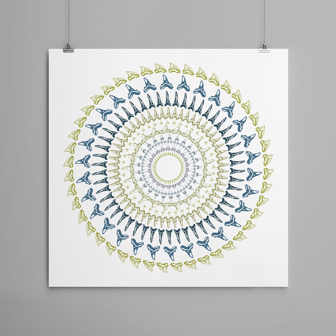 Shark Teeth Circle Mandala Art Print Mandala Wall Art - Etsy