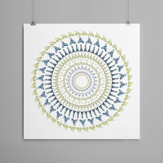 Shark Teeth Circle Mandala Art Print Mandala Wall Art - Etsy