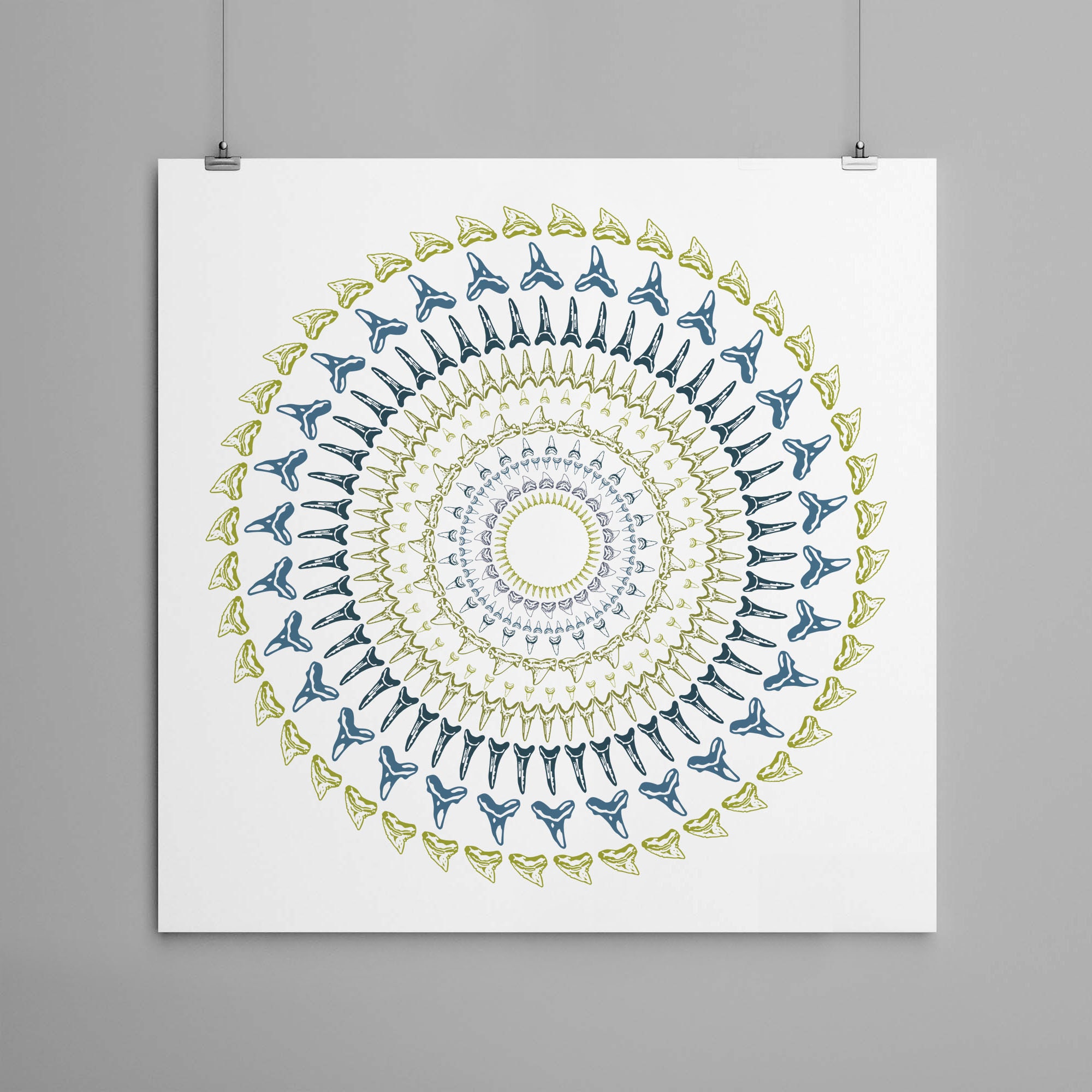 Shark Teeth Circle Mandala Art Print Mandala Wall Art - Etsy