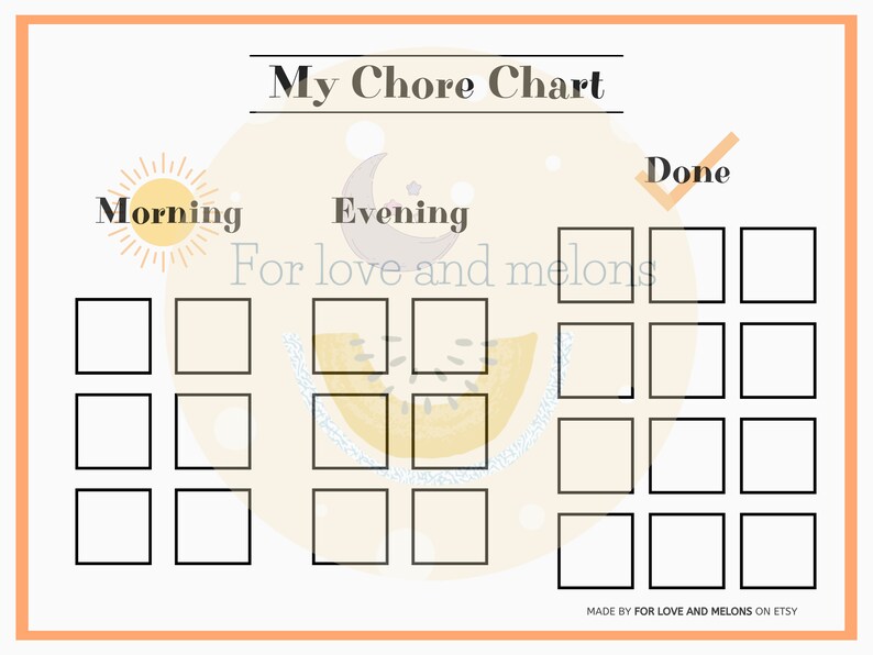 Kids Chore Chart Daily Task List Checklist Chore Chart - Etsy
